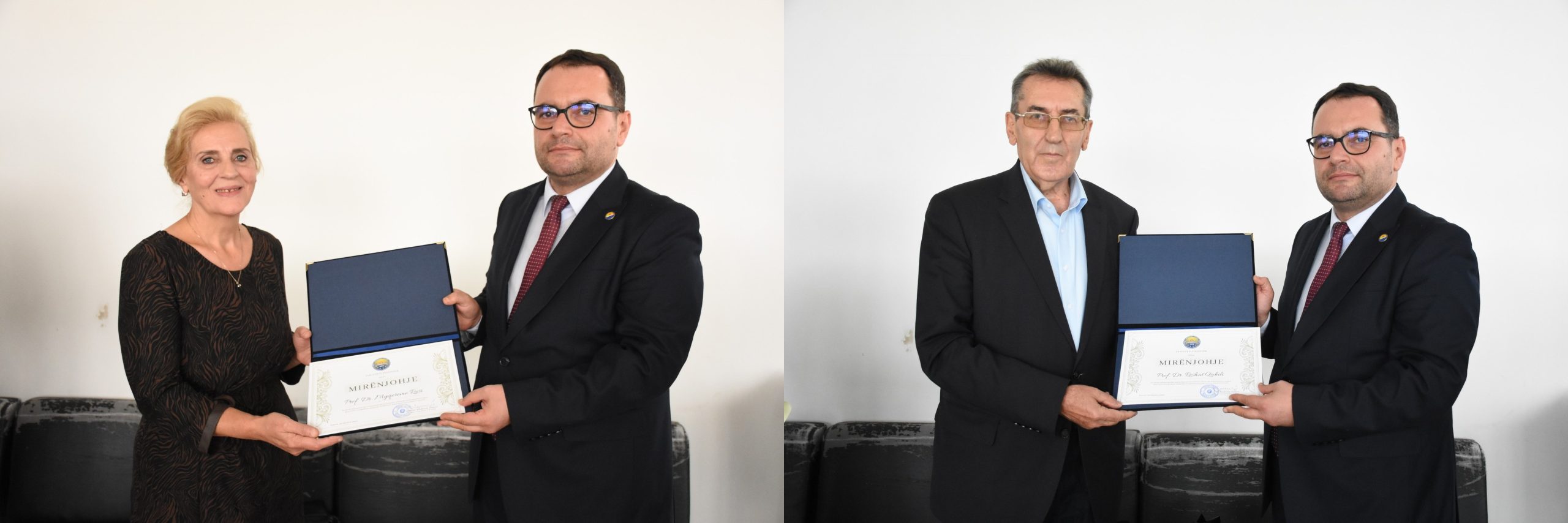 Pensionohen Prof. Dr. Reshat Qahili dhe Prof. Dr. Myqereme Rusi, dekani ...